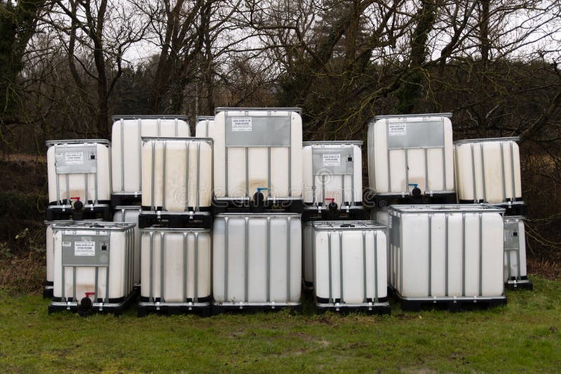Stack of Intermediate Bulk Containers Outdoors Editorial Stock Photo ...