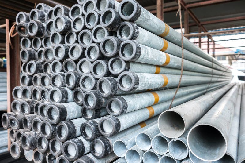Stack of iron pipes stock photo. Image of cylinder, aluminum - 41493374