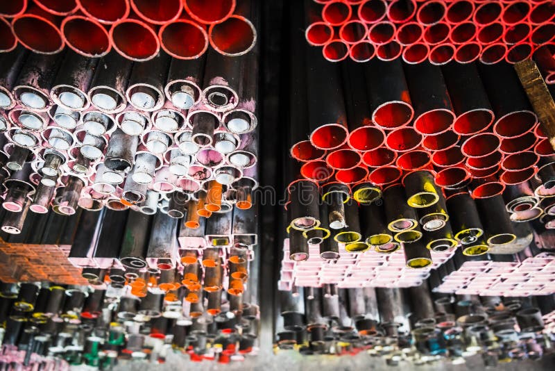 Stack of iron pipes stock image. Image of girder, industry - 33280041