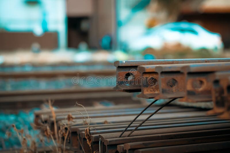 Stack of Iron Rusty Rails for the Railway Stock Photo - Image of ...