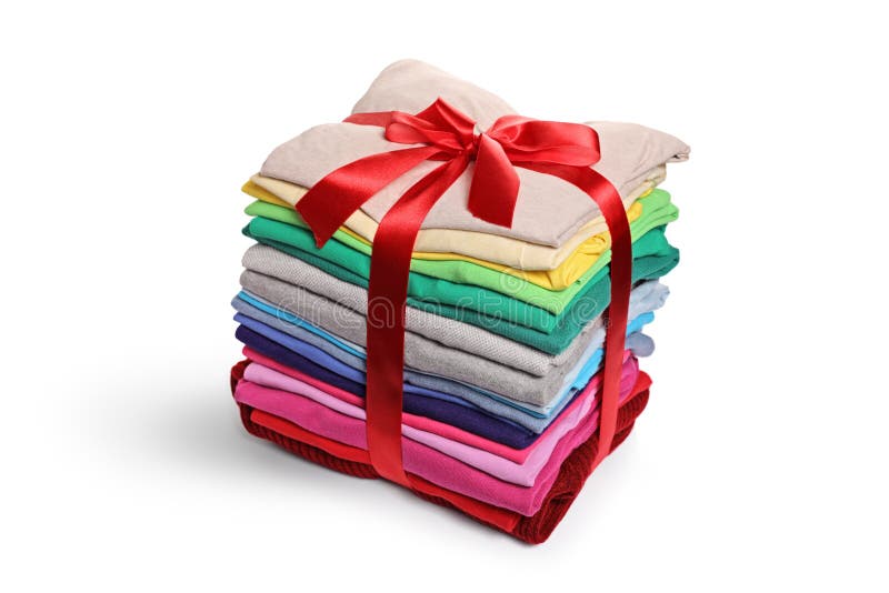 A Stack of Ironed and Folded Clothes Stock Photo - Image of cotton ...