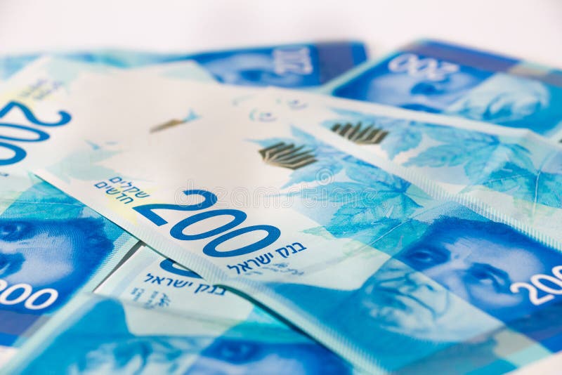 Stack of Israeli Money Bills of 200 Shekel Stock Photo - Image of ...