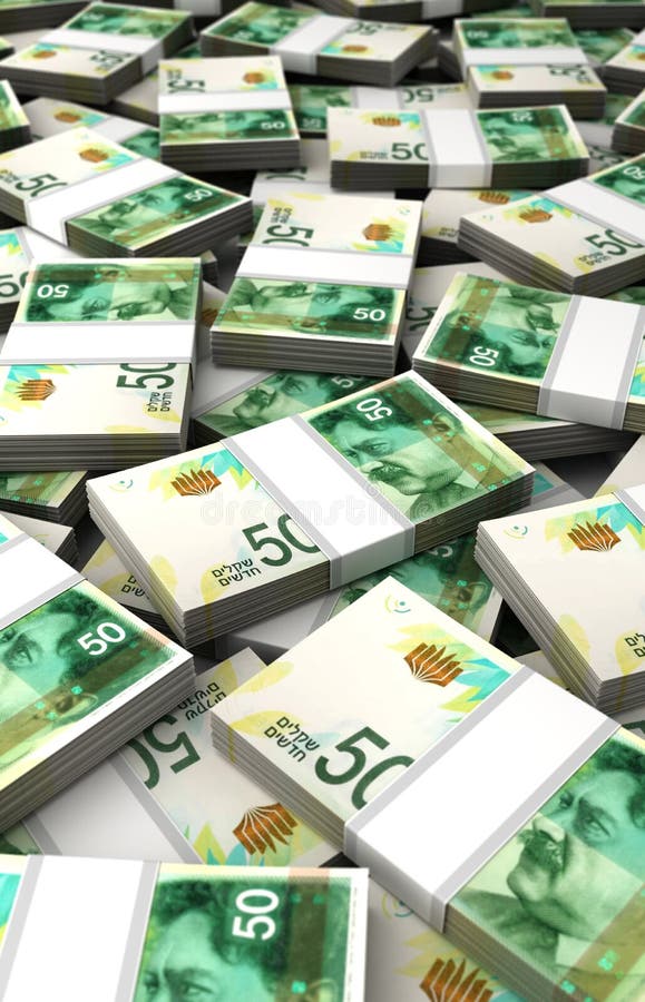 Stack of Israeli New Shekels Stock Illustration - Illustration of ...