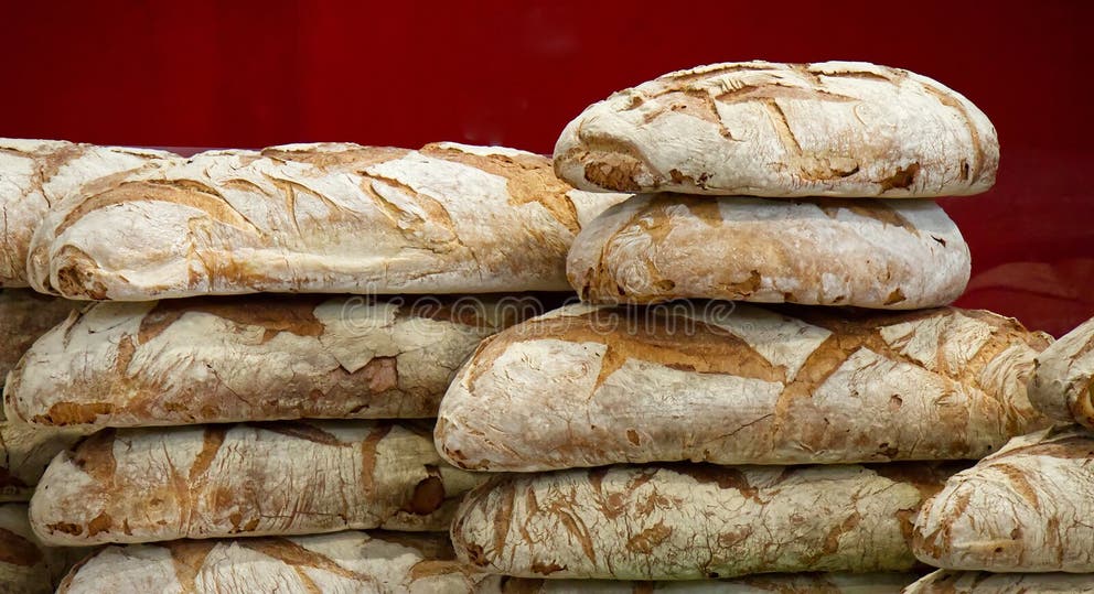 Stack of Italian Altamura Artisanal Loaves of Bread, Showcasing Rustic ...