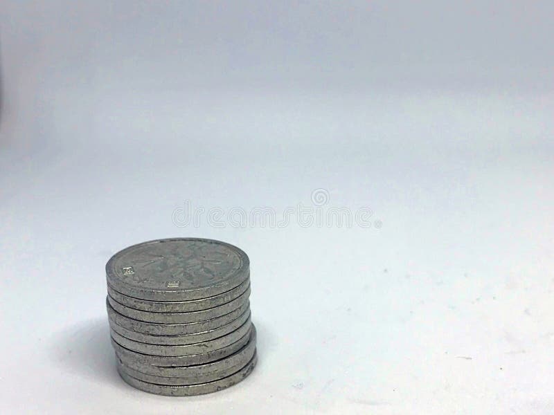 Stack of Japanese Coin with White Background Stock Photo - Image of ...
