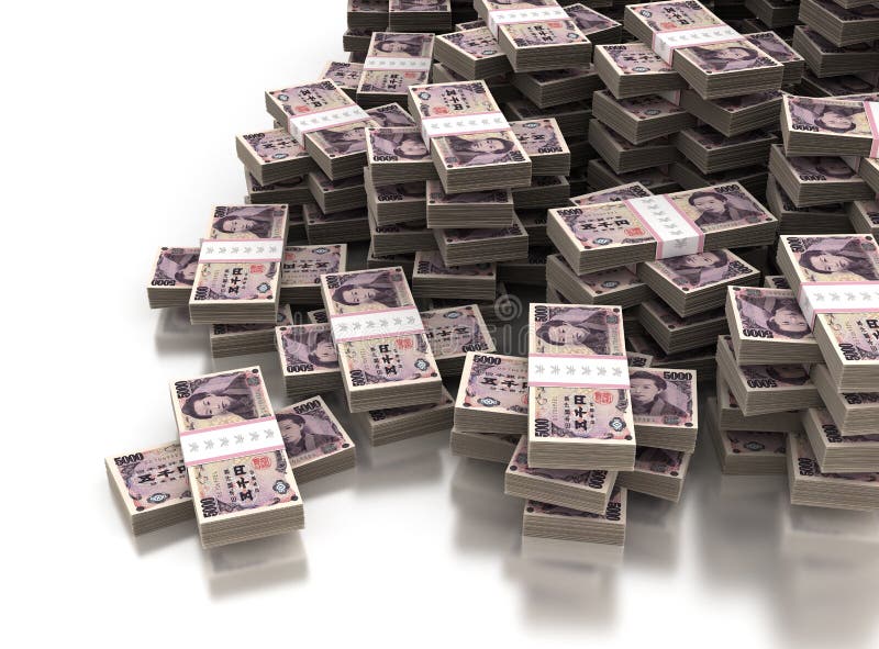 Stack of Japanese Yen stock illustration. Illustration of group - 39406171