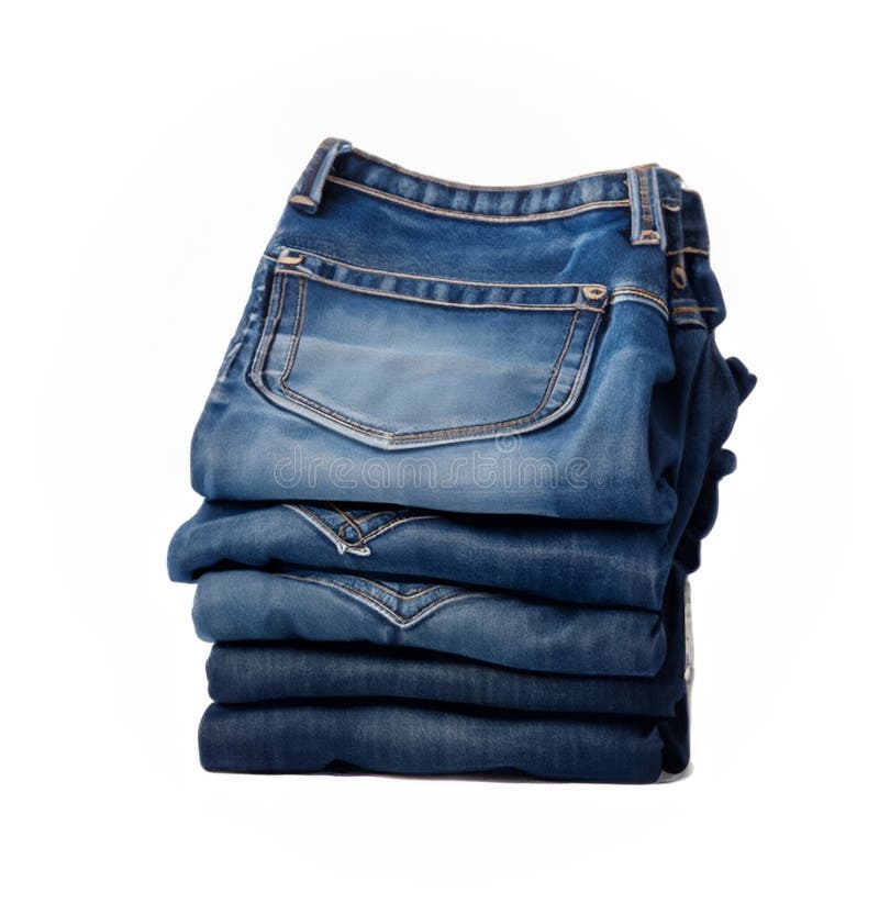 Stack of Jeans Isolated on White Background Stock Illustration ...