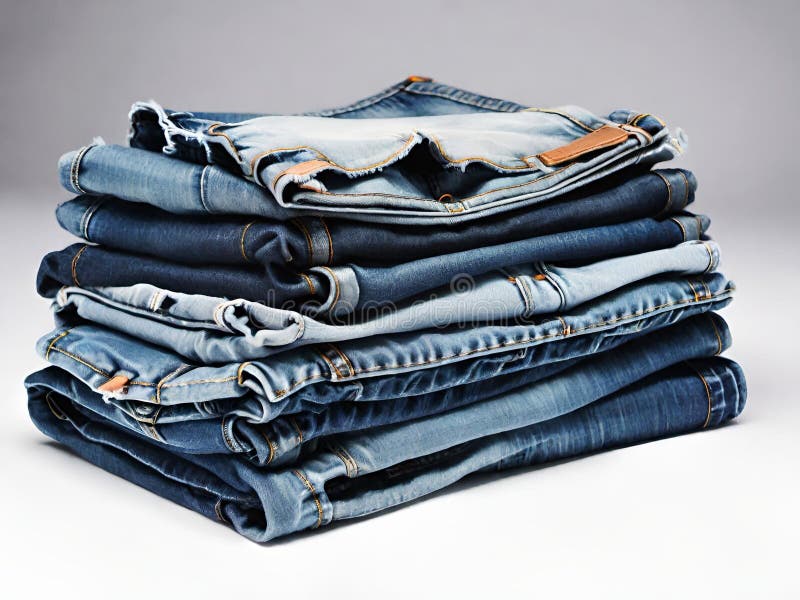 Stack of Jeans Isolated on White Background Stock Illustration ...