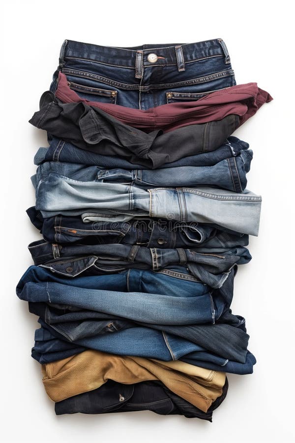 Stack of Jeans Isolated on White Background Stock Illustration ...