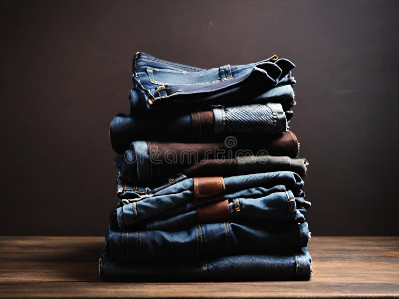 Stack of Jeans with a Lot of Clothes Stock Illustration - Illustration ...