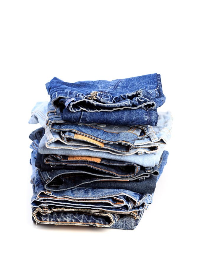 Stack of Jeans Pants on White Background - Image Stock Image - Image of ...