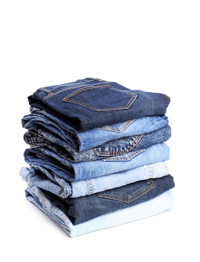 Stack of Jeans Pants on White Background - Image Stock Image - Image of ...