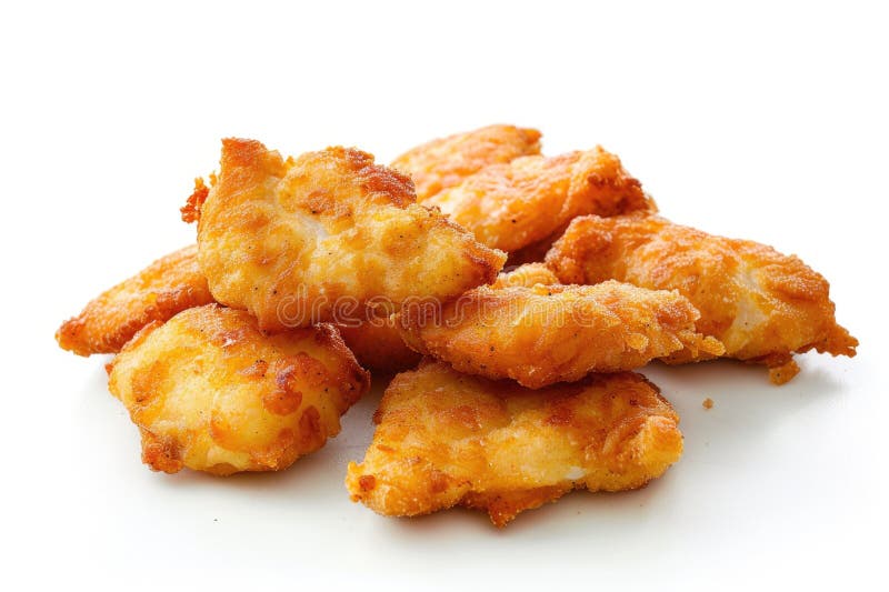 A Stack of Juicy Chicken Nuggets on a Clean White Surface, Perfect for ...