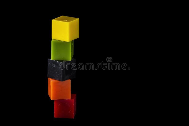 Stack of Kids Playing Blocks on Black Background Stock Image - Image of ...