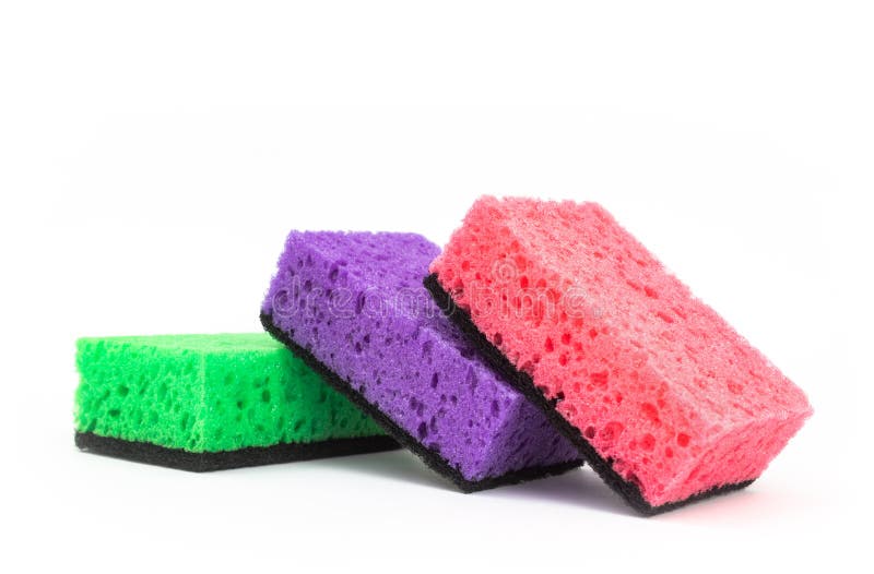 Stack of Kitchen Cleaning Sponge Isolated on a White Background ...