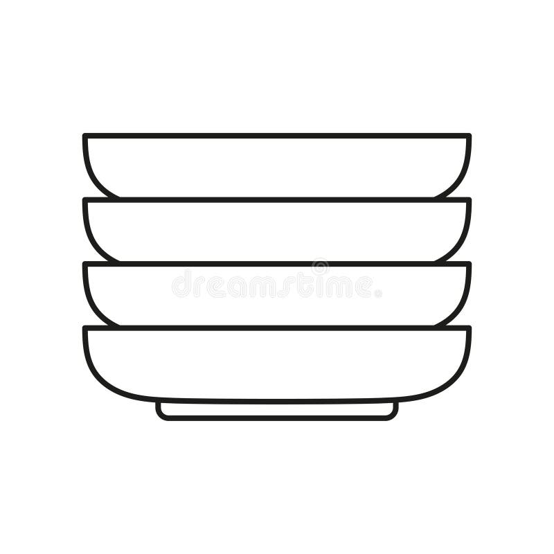 Stack of Kitchen Plate or Bowls Stock Vector - Illustration of eatery ...