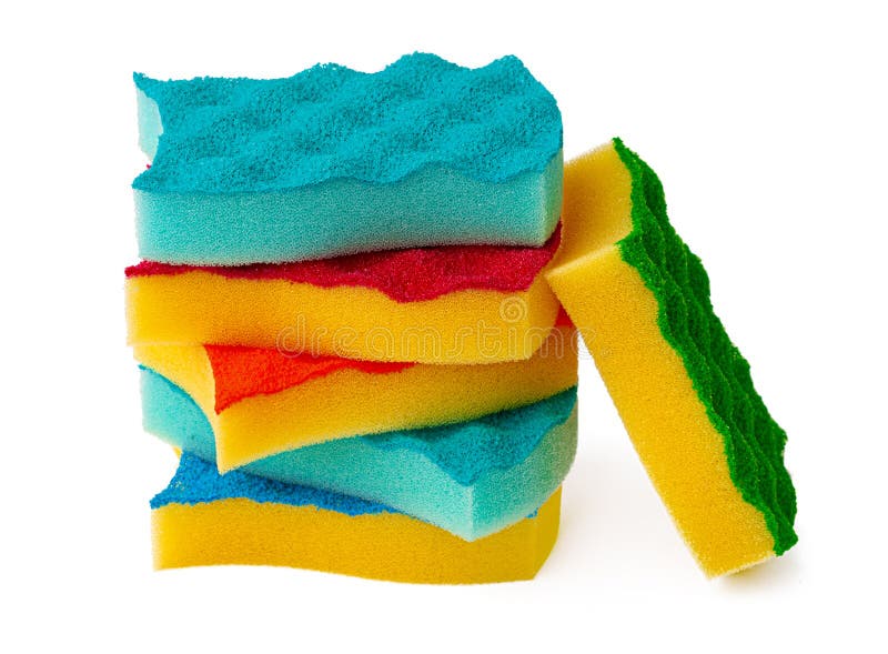 Stack of Kitchen Sponges Isolated on White Background Stock Image ...