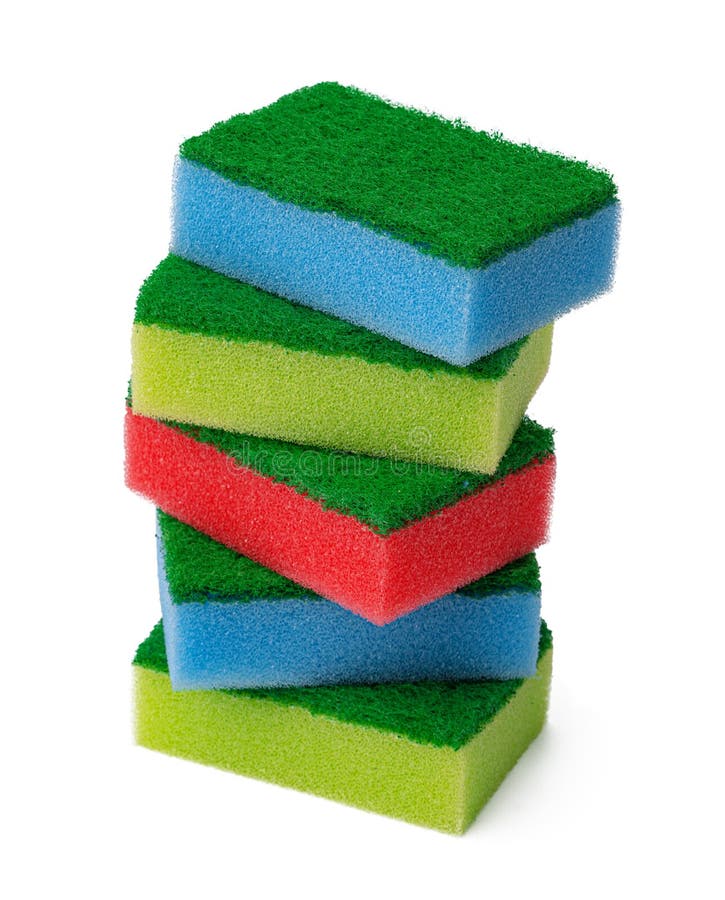 Stack of Kitchen Sponges Isolated on White Background Stock Photo ...