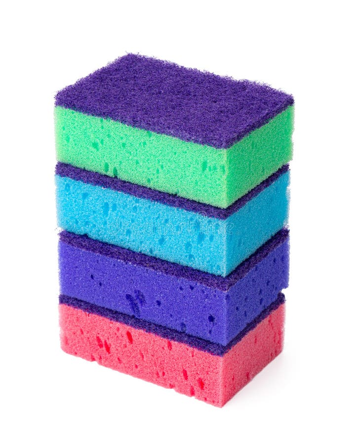 Stack of Kitchen Sponges Isolated on White Background Stock Photo ...