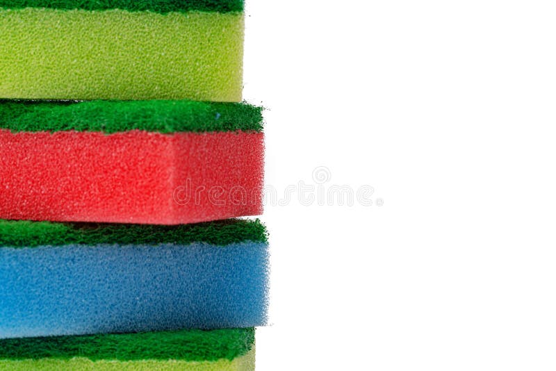Stack of Kitchen Sponges Isolated on White Background Stock Photo ...