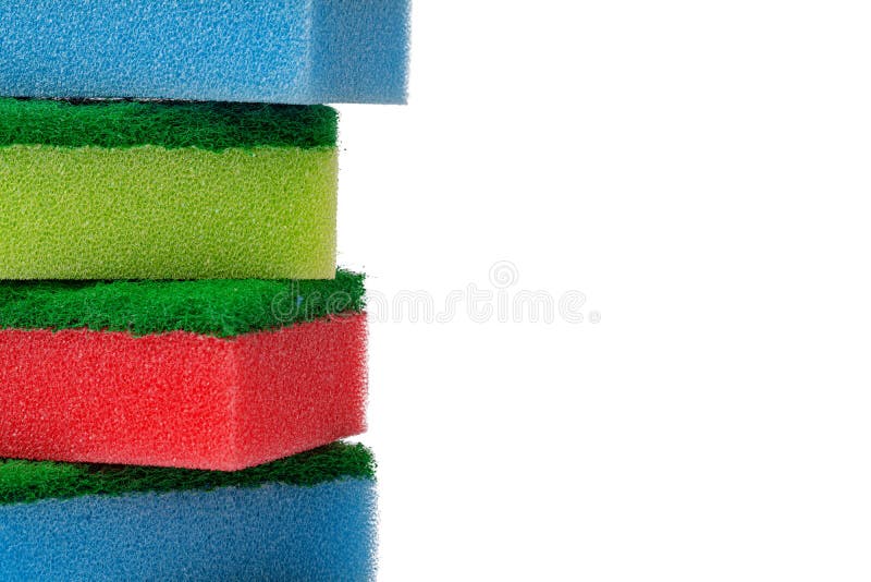 Stack of Kitchen Sponges Isolated on White Background Stock Photo ...
