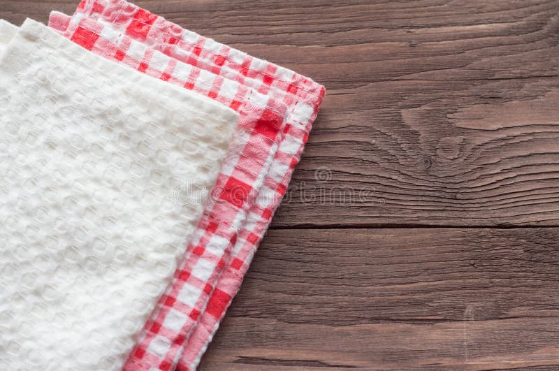 Stack of Kitchen Towels on Wooden Background Stock Image - Image of ...