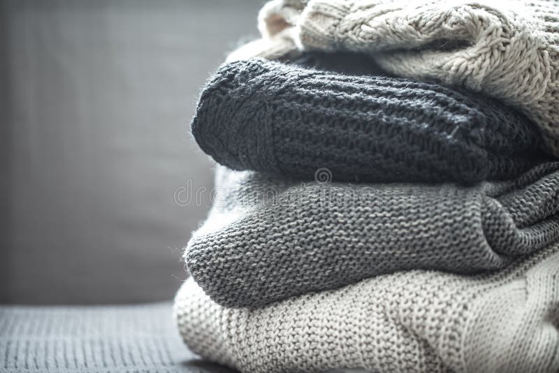 A Stack of Knitted Sweaters Stock Image - Image of room, fall: 103003815