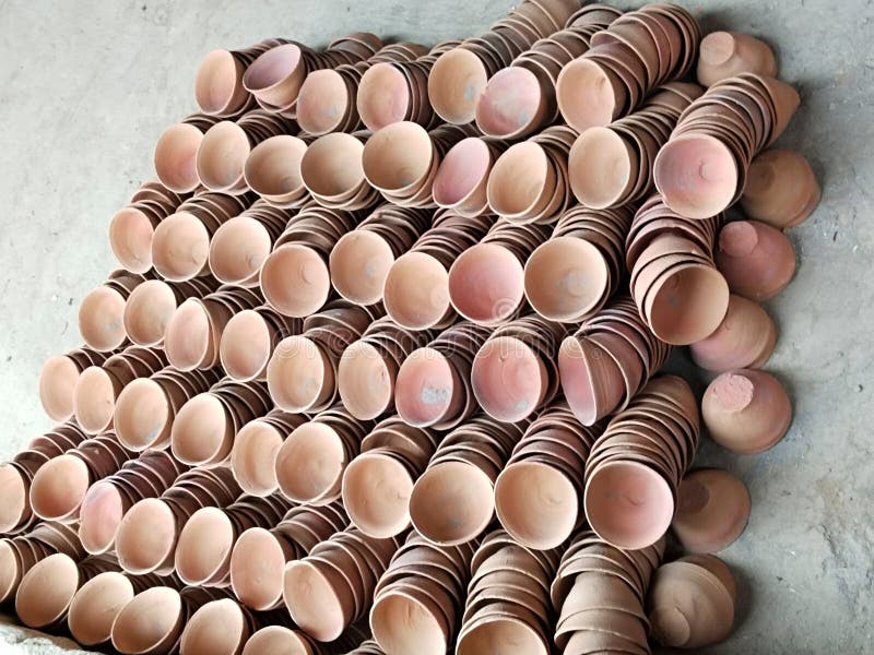 Stack of Kulhar Cup (traditional Handle-less Clay Cup) from India ...