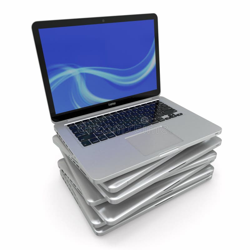 Stack of Laptop. 3d stock illustration. Illustration of background ...