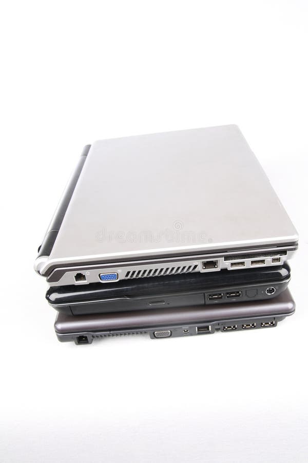 Stack of Laptop Computers Isolated Stock Photo - Image of stack, laptop ...