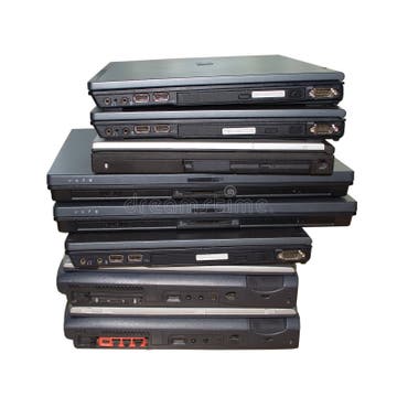 Stack of Laptop Computers Isolated Stock Photo - Image of stack, laptop ...