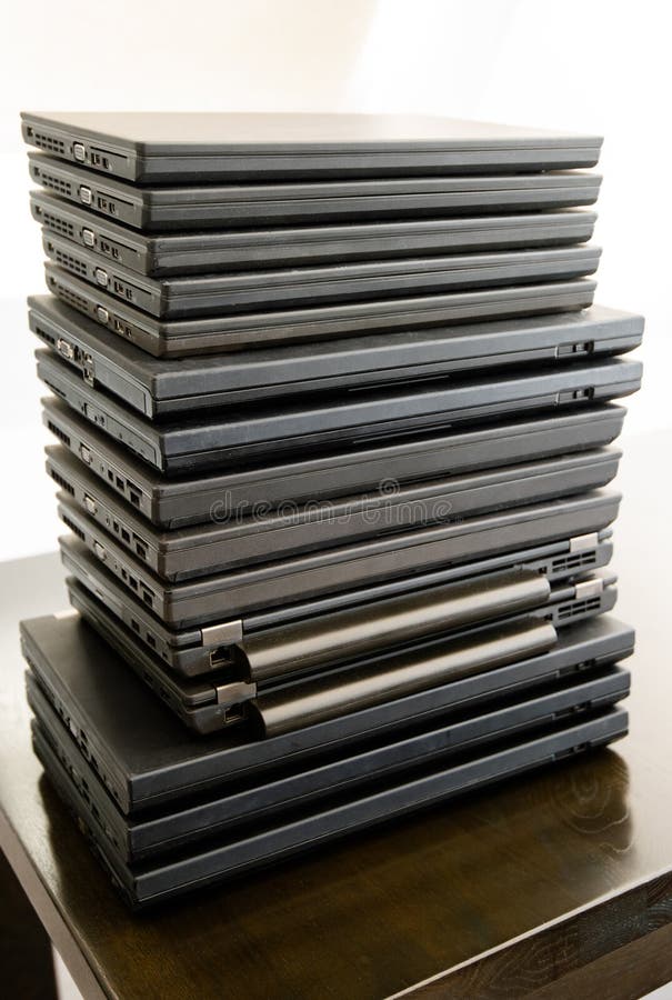 Stack of Laptop Computers: Laptops are Used and Second Hand, Might Be ...