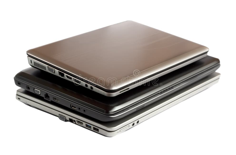 Stack of laptops stock photo. Image of work, lots, white - 24214600