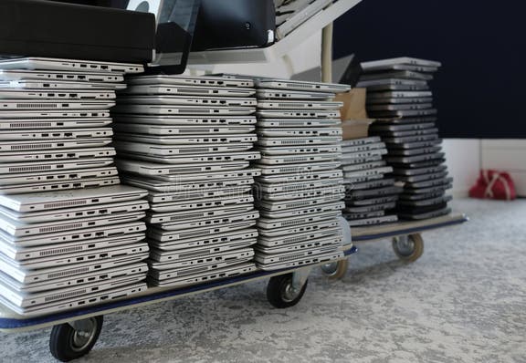 Stack of Laptops in the Storage Room Stock Photo - Image of laptop ...