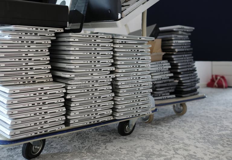 Stack of Laptops in the Storage Room Stock Photo - Image of laptop ...