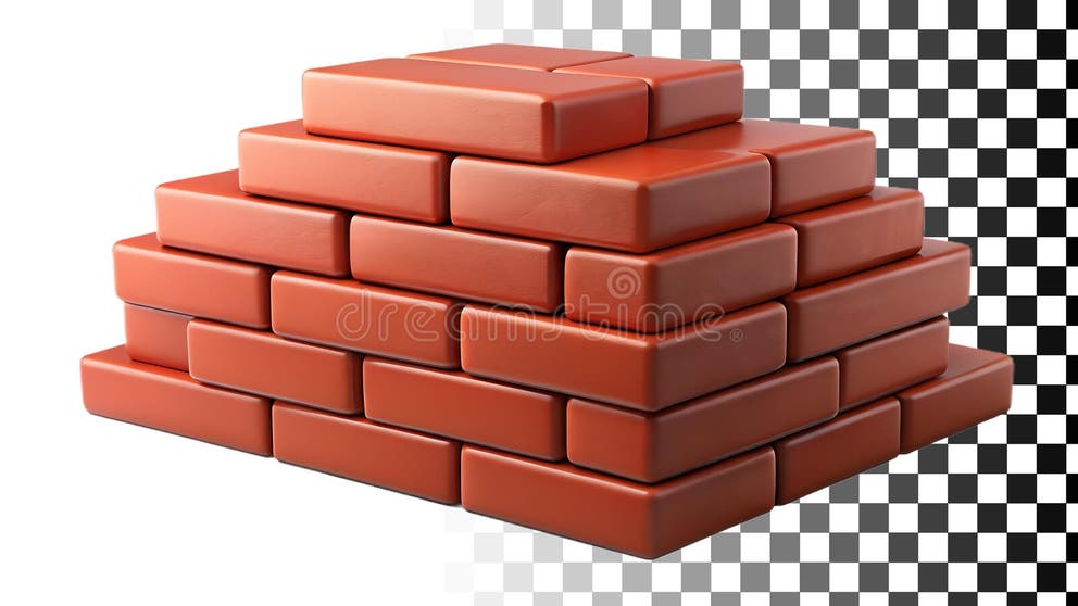 Stack Layers Red Bricks Construction Building Material Pyramid Png ...