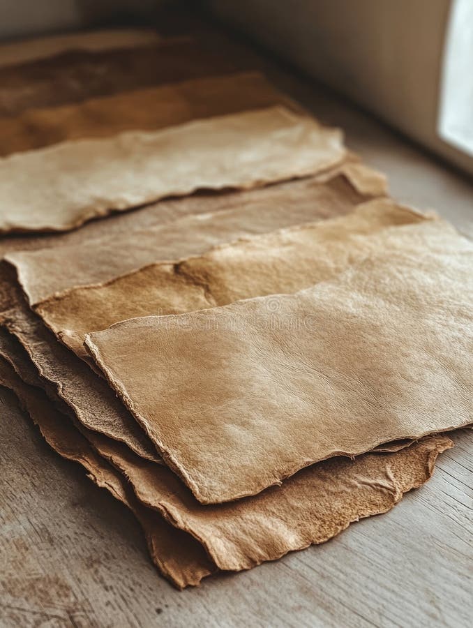 Stack of leather pieces. stock image. Image of texture - 371107861