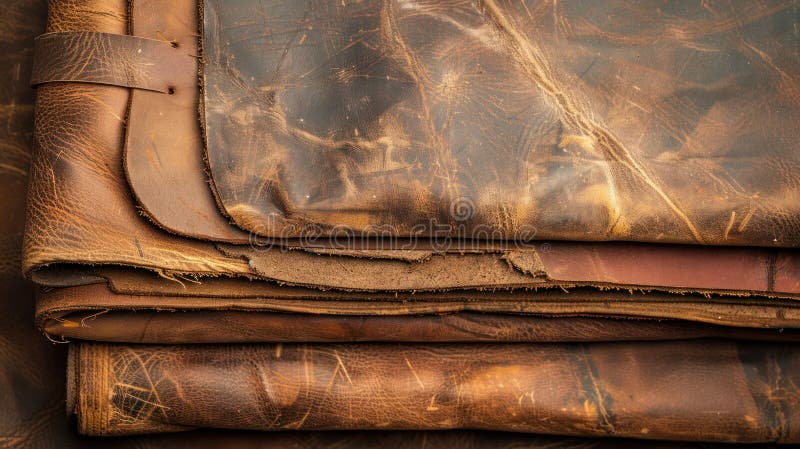 A Stack of Leather with a Worn Look To it Stock Illustration ...