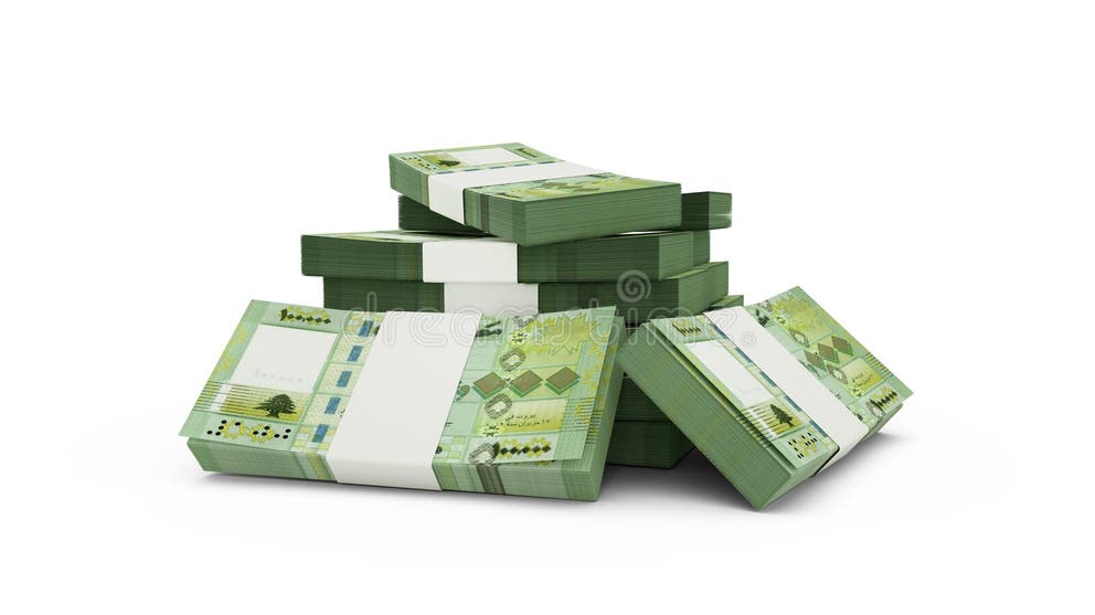 Stack of Lebanese Pound Notes Stock Photo - Image of bank, isolated ...
