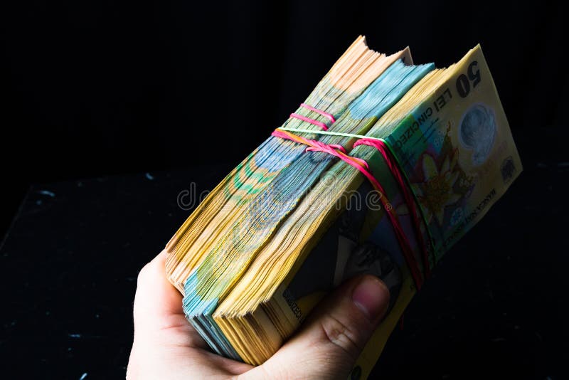 Stack of LEI Romanian Money. RON Leu Money European Currency Stock ...