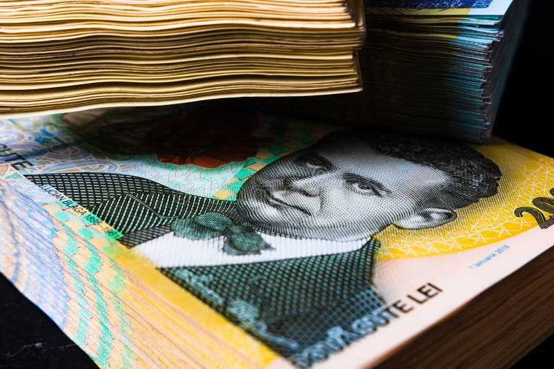 Stack of LEI Romanian Money. RON Leu Money European Currency Stock ...