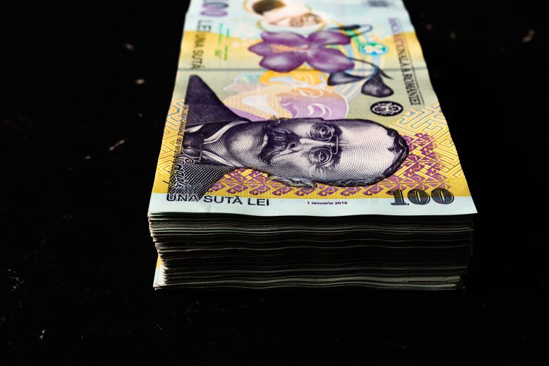 Stack of LEI Romanian Money. RON Leu Money European Currency Stock ...