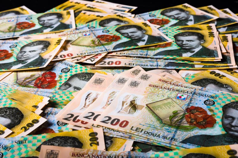 Stack of LEI Romanian Money. RON Leu Money European Currency Stock ...