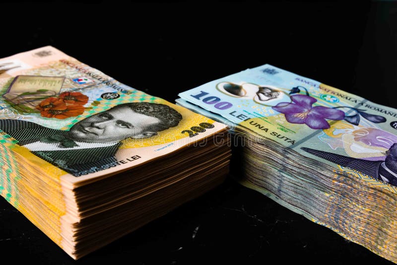 Stack of LEI Romanian Money. RON Leu Money European Currency Stock ...