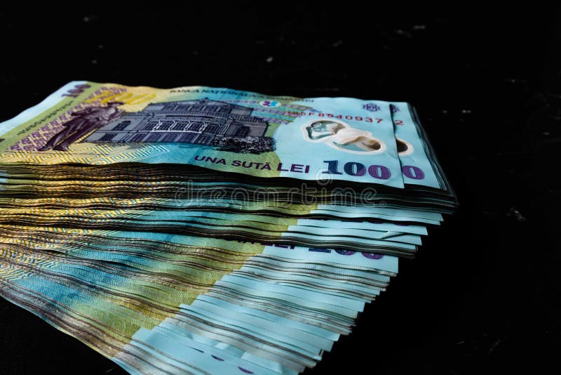 Stack of LEI Romanian Money. RON Leu Money European Currency Stock ...
