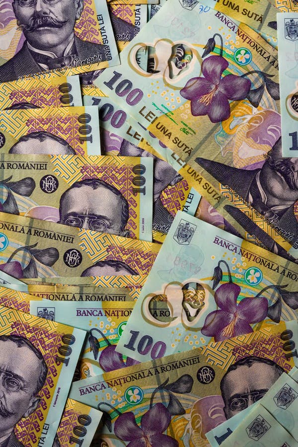Stack of LEI Romanian Money. RON Leu Money European Currency Stock ...