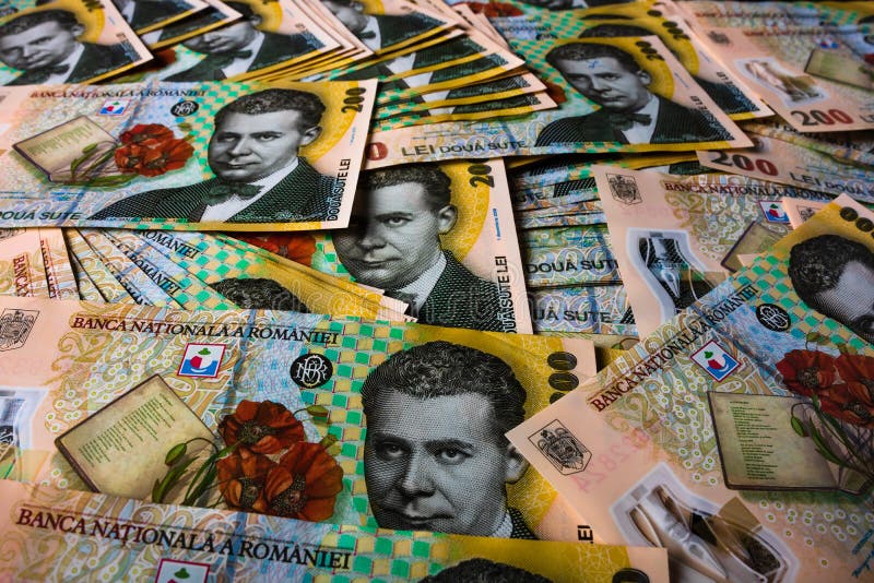 Stack of LEI Romanian Money. RON Leu Money European Currency Stock ...