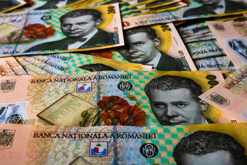 Stack of LEI Romanian Money. RON Leu Money European Currency Stock ...