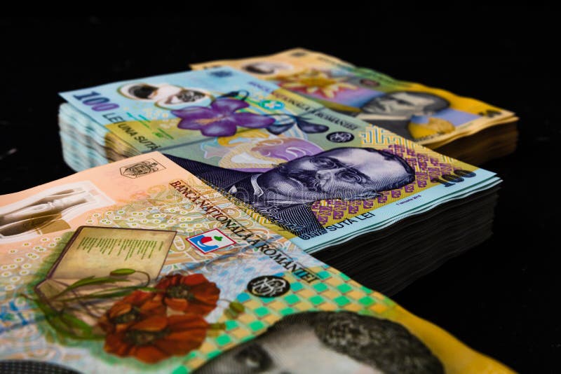 Stack of LEI Romanian Money. RON Leu Money European Currency Editorial ...