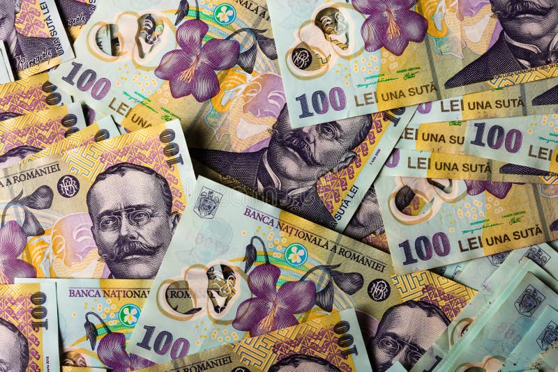 Stack of LEI Romanian Money. RON Leu Money European Currency Stock ...